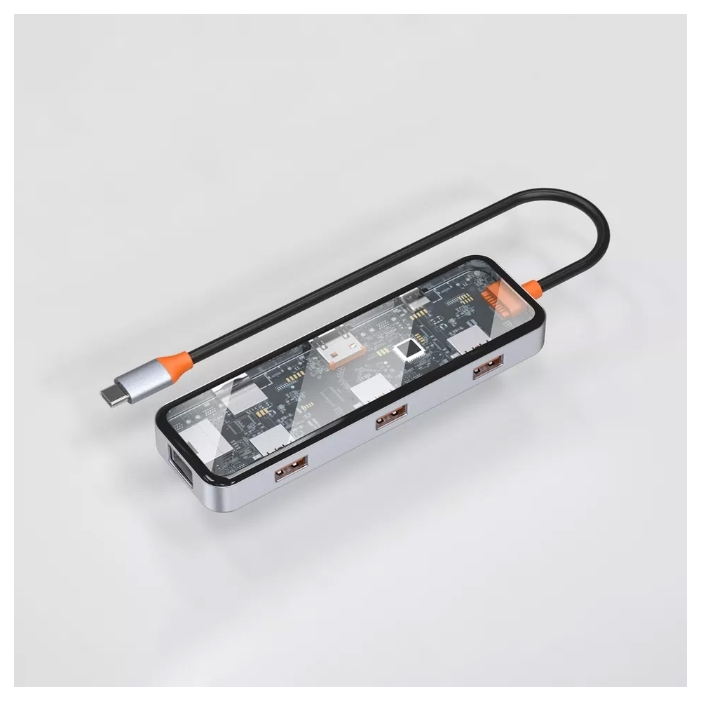 Hub USB-C transparent vers HDMI 4K/3 USB-A -/1 USB-C + 2 SD-TS+RJ45